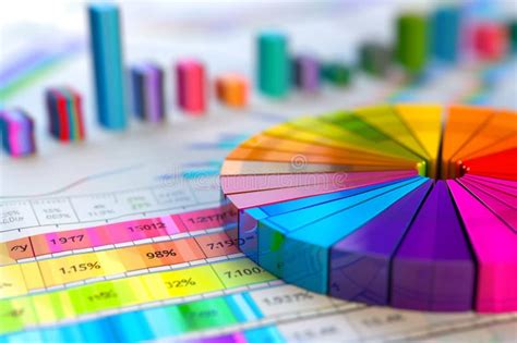 pie and bar colorful on 3d graph finance business concept stock