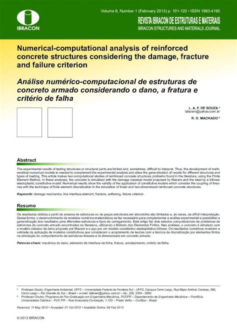Pdf Numerical Computational Analysis Of Reinforced Concrete