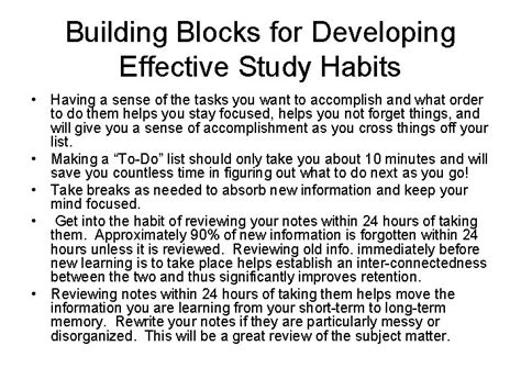 Study Skills Building Blocks For Developing Effective Study