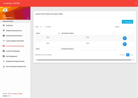 elearning system user interface in php and bootstrap