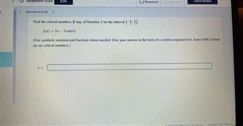 Solved Find The Critical Point If Any Of Finction F On The