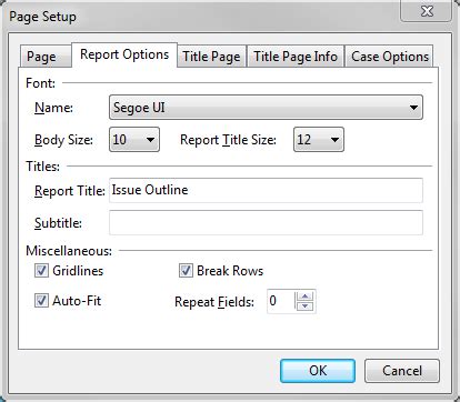 Report Print Options
