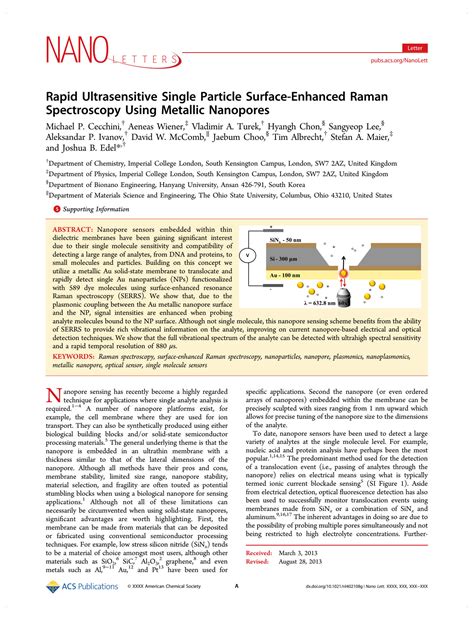 SOLUTION Rapid Ultrasensitive Single Particle Surface Enhanced Raman