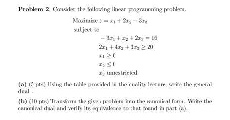 Solved Problem 2 Consider The Following Linear Programming