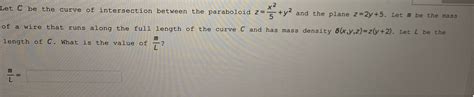Solved Let C Be The Curve Of Intersection Between The Chegg