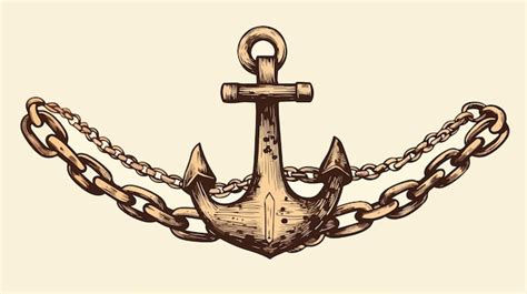Ship Anchor And Chain Nautical Illustration Premium Ai Generated Vector