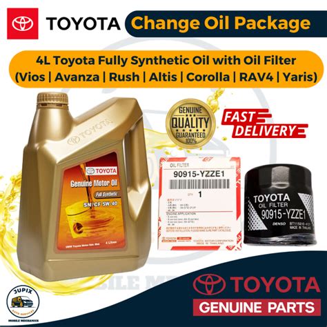 Toyota Fully Synthetic Engine Oil W Liters Oil Filter Oil Change For Vios Avanza