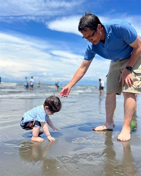 杉山愛さんのインスタグラム写真 杉山愛instagram「ちょっと前になりますが😅 心🏖海デビューしました🏖 私も子どもの頃は海から