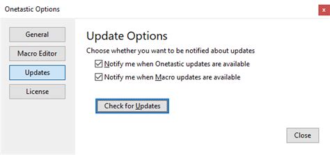 how to manually check for updates onetastic