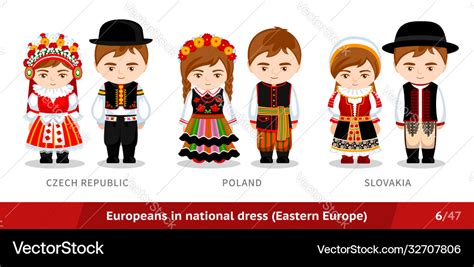 Czech Republic Poland Slovakia Men And Women In Vector Image