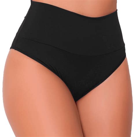 Kit 5 Calcinhas Cós Duplo Segura Barriga Cintura Alta Cinta