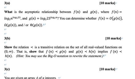 Solved What Is The Asymptotic Relationship Between F N And Chegg