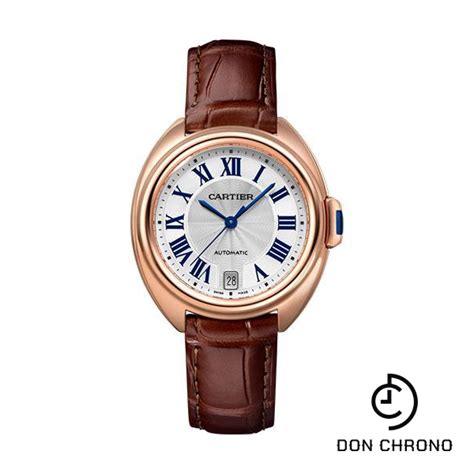 Top Rated Cartier Cle De Cartier Watch 35 Mm Pink Gold Case Silver
