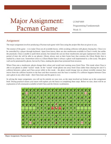 Major Assignment Programming Fundamentals Major Assignment Pacman