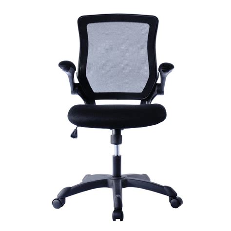 Techni Mobili Black Mesh Task Office Chair With Flip Up Arms RTA BK The Home Depot