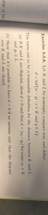 Solved Exercise 338 Let K And L Be Nonempty Compact Sets