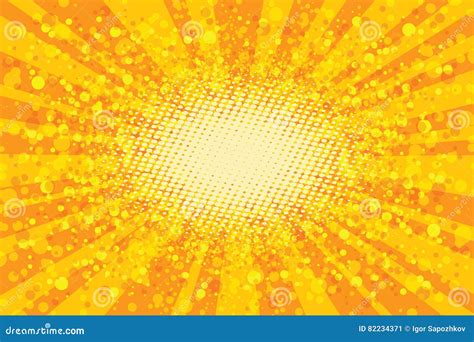 Yellow Abstract Pop Art Background Retro Rays Stock Vector