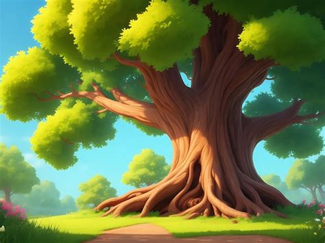 Premium Ai Image Animate Carton Big Tree