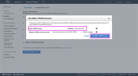 how to set custom mail from domain in aws mailbluster