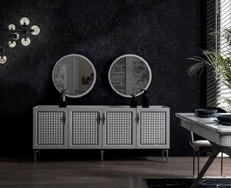 Jvmoebel Anrichte Graues Sideboard Schrank Regal Schränke Möbel Spiegel