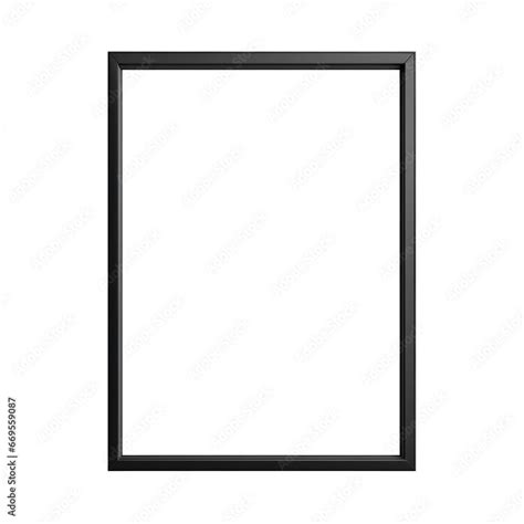 Black Rectangular Verical Thin Wooden Empty Shadowless Frame On