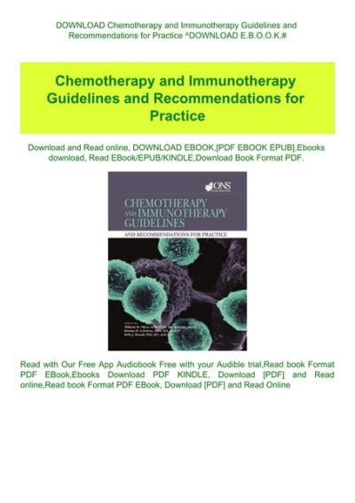 Download Chemotherapy And Immunotherapy Guidelines And Recommendations