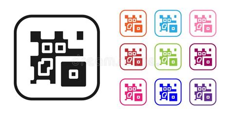 Black QR Code Sample For Smartphone Scanning Icon Isolated On White