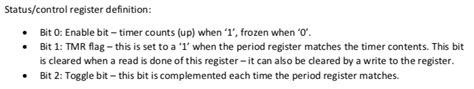 you are to implement a timer peripheral with the