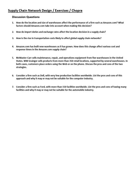 5 Problem Set 2 Supply Chain Network Design Pdf