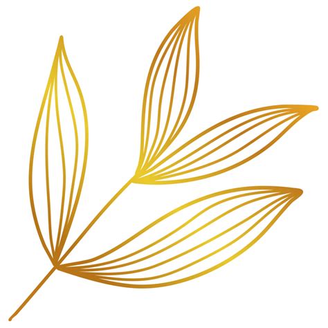 Arte Lineal De Hojas Doradas 13078086 PNG