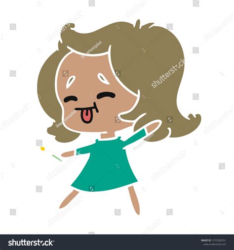 Freehand Drawn Cartoon Cute Kawaii Girl Stock Illustration 1373328191