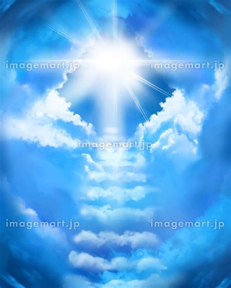 天国へと続く雲の階段と天の光が差し込む幻想的な臨死体験イラスト 196055328 イメージマート