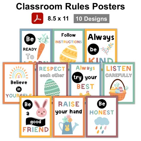 Classroom Rules Posters Happy Easter Kjunstudio