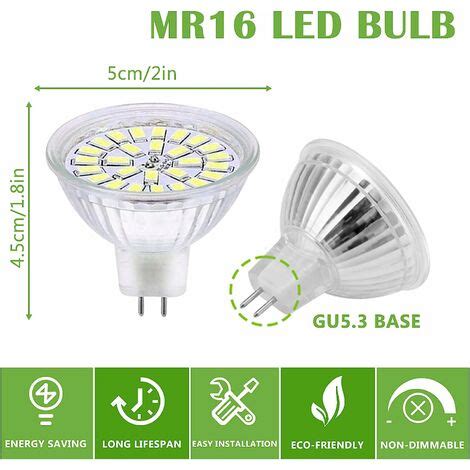 Ampoule LED GU Blanc Froid K MR LED V W Equivalent à W Halogène Ampoules LED