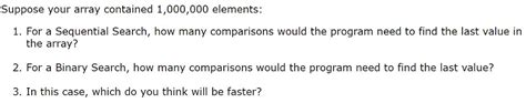 Solved Suppose Your Array Contained 1 000 000 Elements For Chegg Com