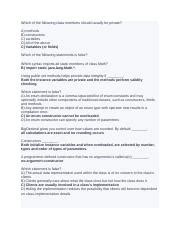 CSIS Quiz Classes Objects Docx Which Of The Following Class Members Should Usually Be