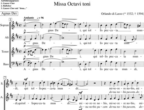 Missa Octavi Toni 5th Movement Benedictus Mass Orlando Di Lasso