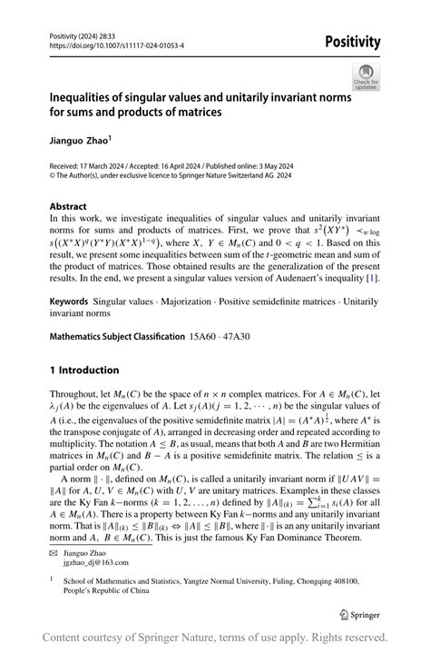 Inequalities Of Singular Values And Unitarily Invariant Norms For Sums