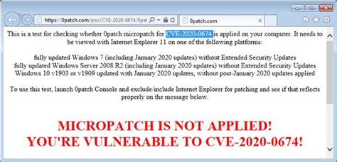 0patch Mitigation For Cve 2020 0674 In Windows 10 V190x Borns Tech