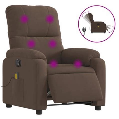 Vidaxl Electric Massage Recliner Chair Brown Microfiber Fabric 1