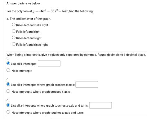 Solved Answer Parts A ﻿e Belowfor The Polynomial