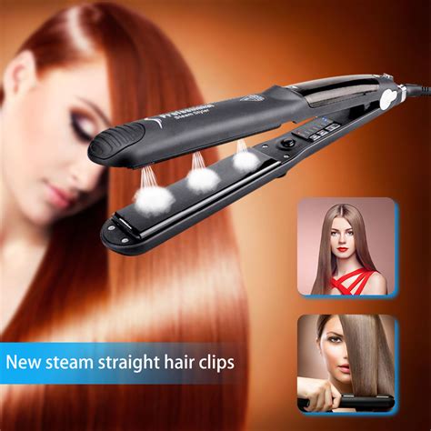 Steam Function Flat Iron Tourmaline Ceramic Vapor Professional Hair