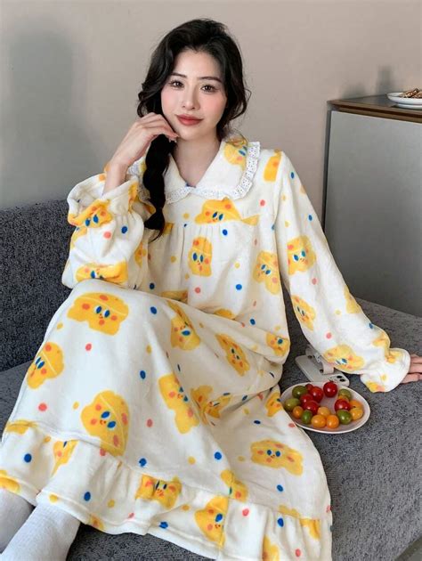 DAZY Cartoon Pattern Furry Cute Sleeping Dress SHEIN USA