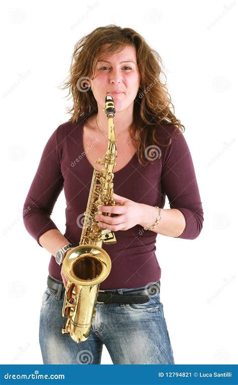 Beautiful Girl With Sax Stock Image Image Of Hairstyle 12794821