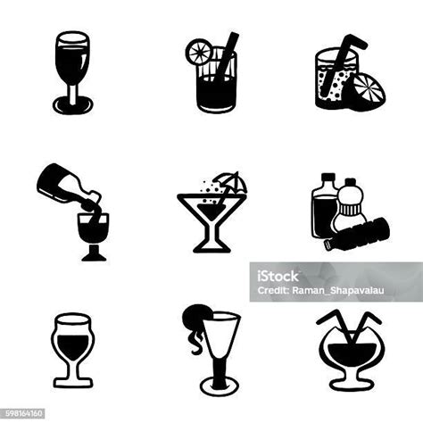 Vector Beverages Icon Set向量圖形及更多冰圖片 冰 圖標集 威士忌 Istock
