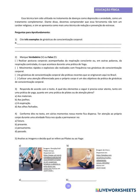 Ginástica online worksheet for ENSINO FUNDAMENTAL School subjects Workbook Teachers