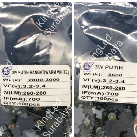 Jual HPL 3W Pendingin Putih Warm White High Power LED 3 Watt 100pcs Shopee Indonesia