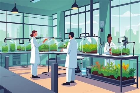 Premium Ai Image Lab With Students Conducting Experiments On The