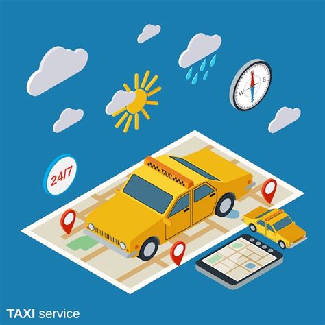 Premium Vector Taxi Service Isometric Illustration