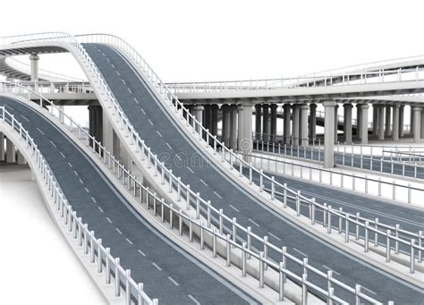 Overpass Highways On White Background 3d Rendering Stock Illustration